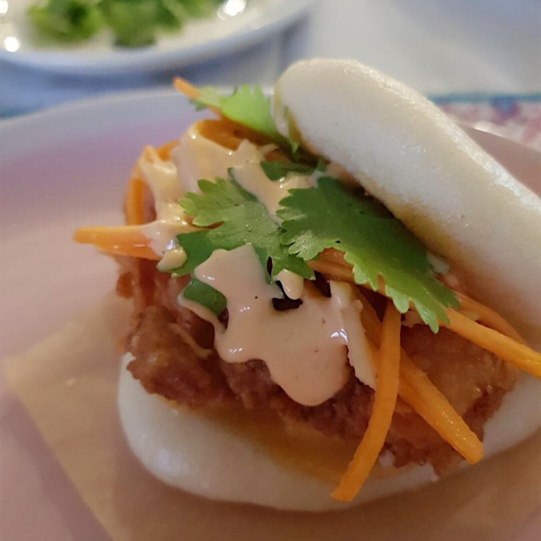 Steamed Bao Buns with Crispy Chicken and Carrot Pickle - Kitchen to Table