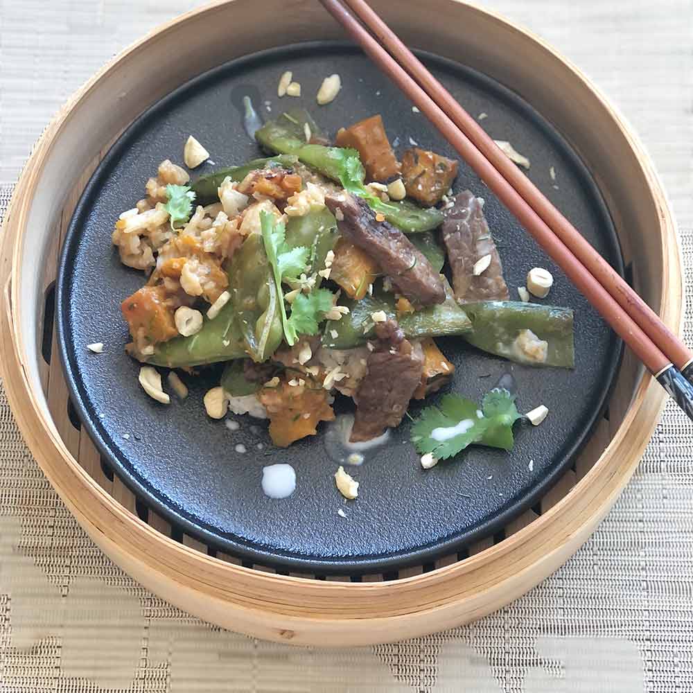Satay beef, pumpkin, and kaffir lime - Kitchen to Table